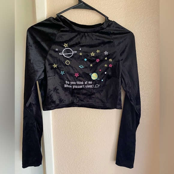 SHEIN | Tops | Space Crop Top Alien Velvet New Festival Look | Poshmark